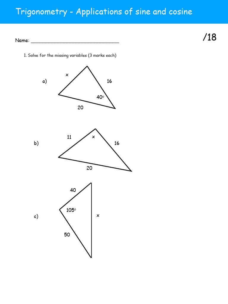 Trig - Law of Cosines | PDF