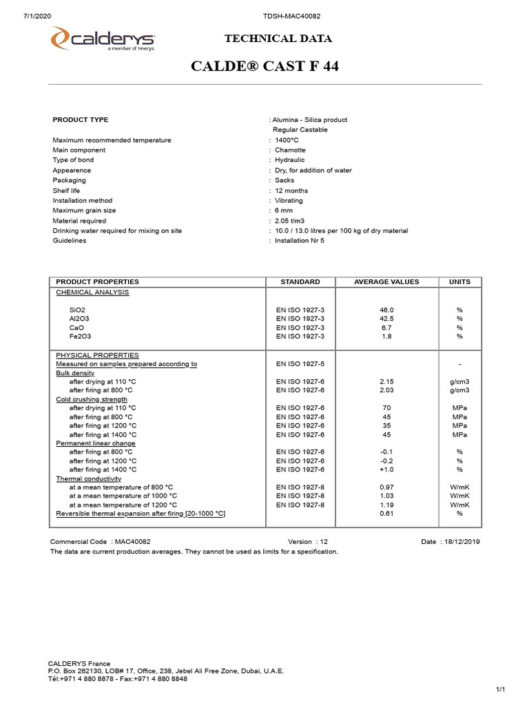 Calde Cast F 44 | PDF