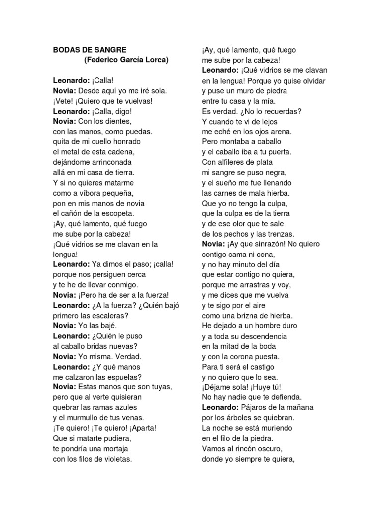 ANEXO CLASE 1 BODAS DE SANGRE TEXTO | PDF