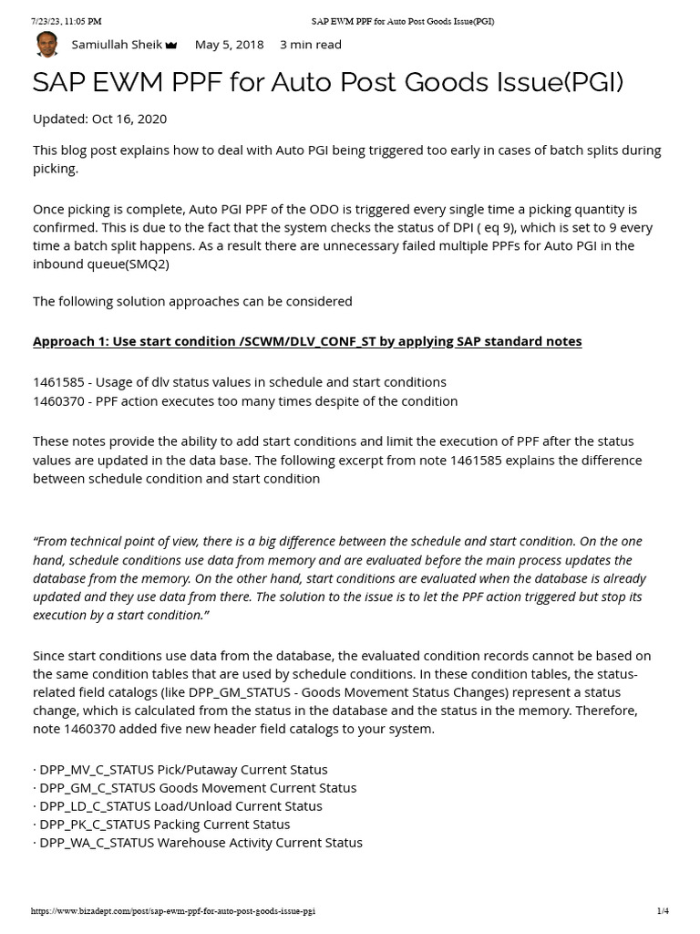 SAP EWM PPF For Auto Post Goods Issue (PGI) | PDF | Computer Programming | Business