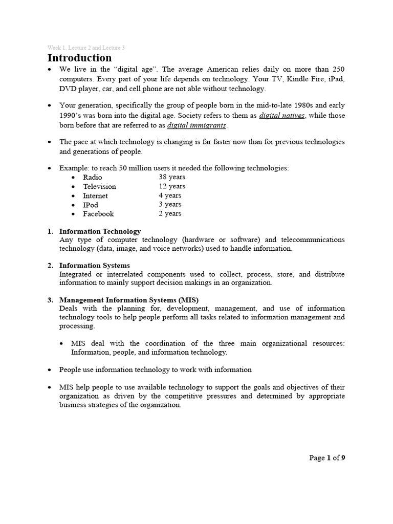 Week 1, Lecture 2 and Lecture 3 | PDF Week 1, Lecture 2 and Lecture 3 | PDF