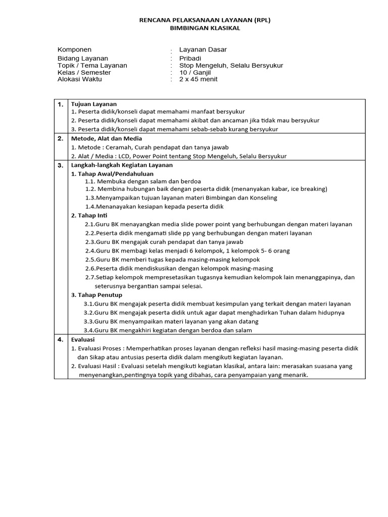 RPL BK KELAS 10 TEMA Stop Mengeluh, Selalu Bersyukur | PDF