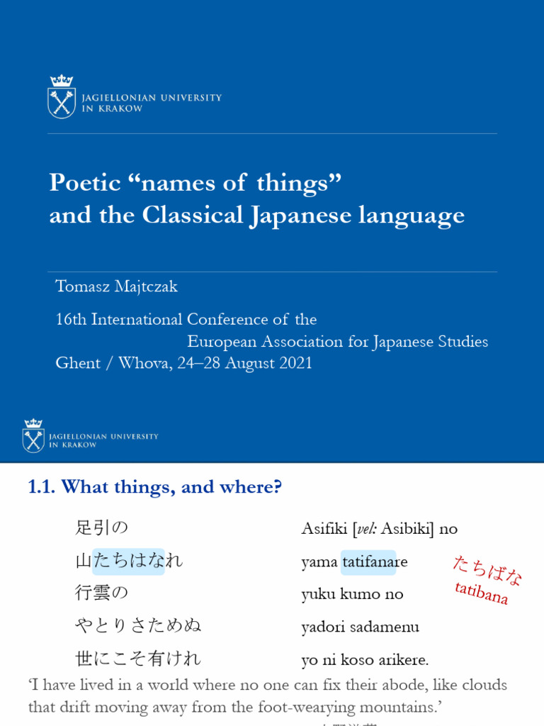 Classical Japanese Poetic Names | PDF | Social Science | General Fiction