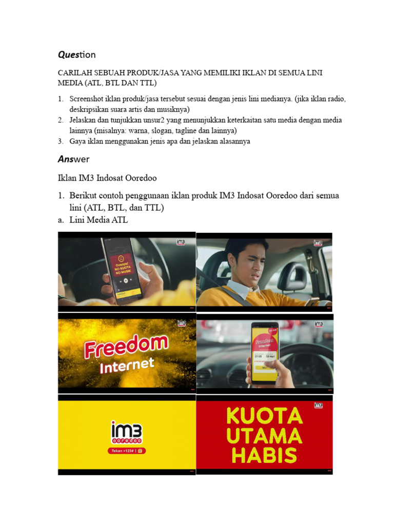 Iklan IM3 Indosat: Strategi ATL, BTL, TTL | PDF