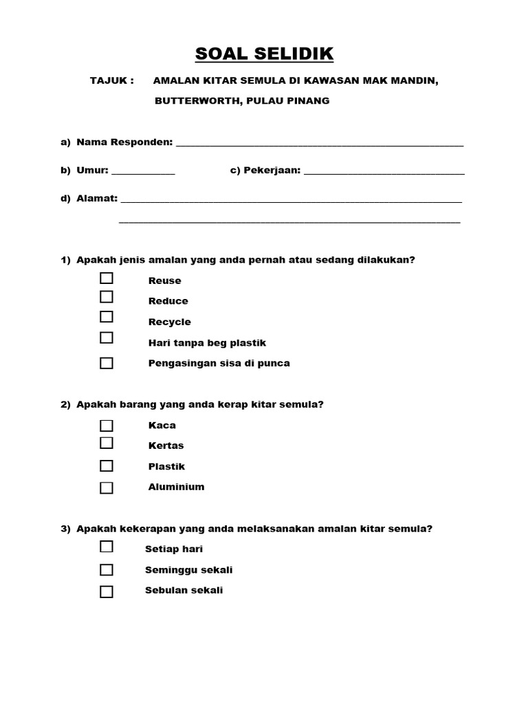 Soalan Temuramah Responden | PDF