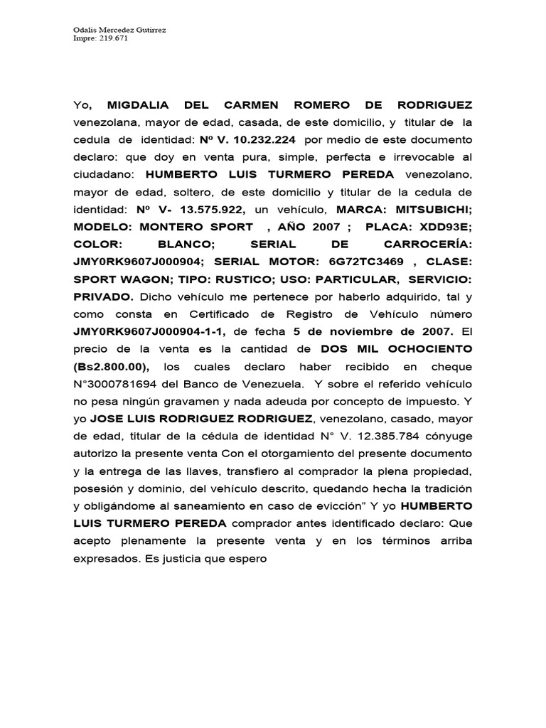 Traspaso Quinta Migdalia Romero | PDF