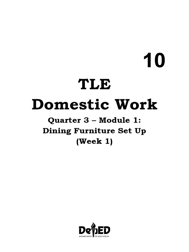 TLE DomesticWork10 Q3M1 Week1 PASSED NoAK | PDF | Classroom | Dining Room