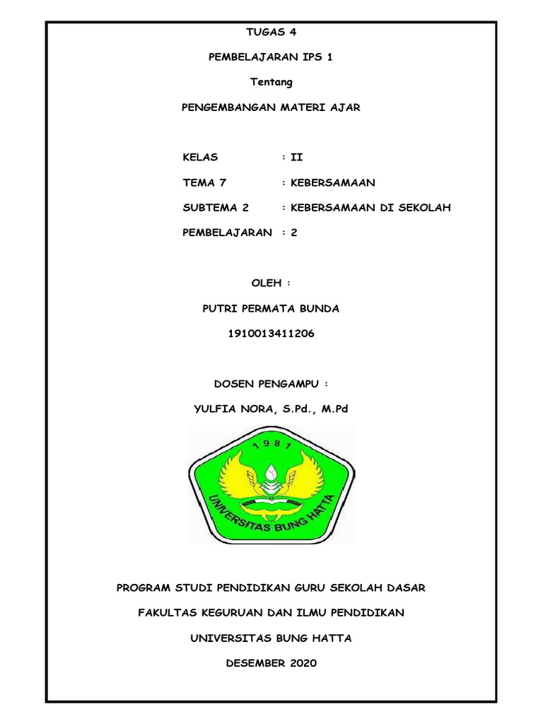 Materi Ajar - Putri Permata Bunda - 1910013411206 - Pembelajaran Ips 1 | PDF