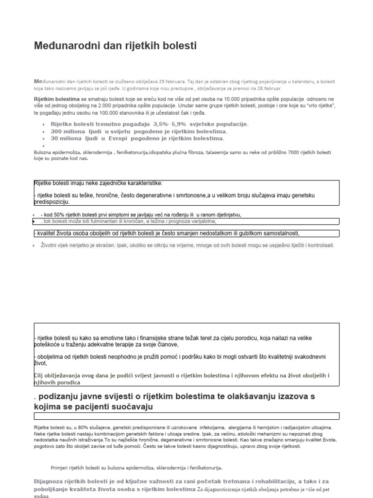 SVJETSKI DAN RIJETKIH BOLESTI RV | PDF