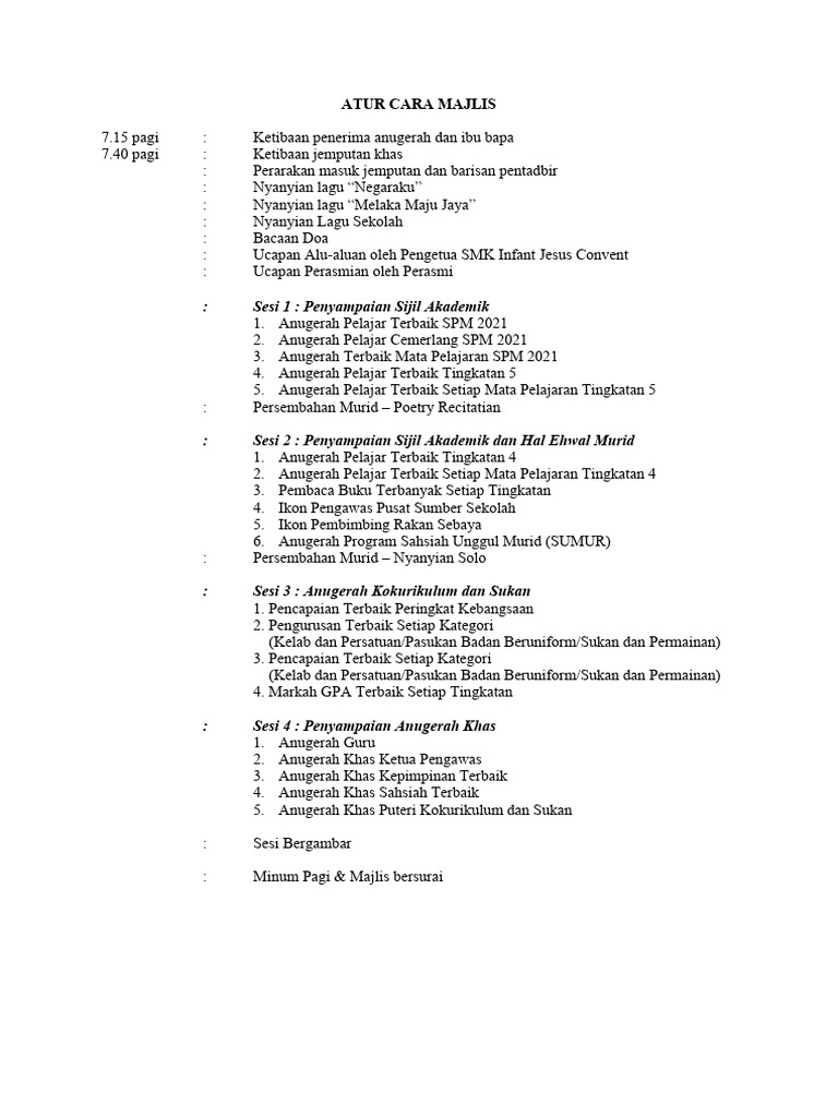 Tentatif Atur Cara Majlis Terkini | PDF