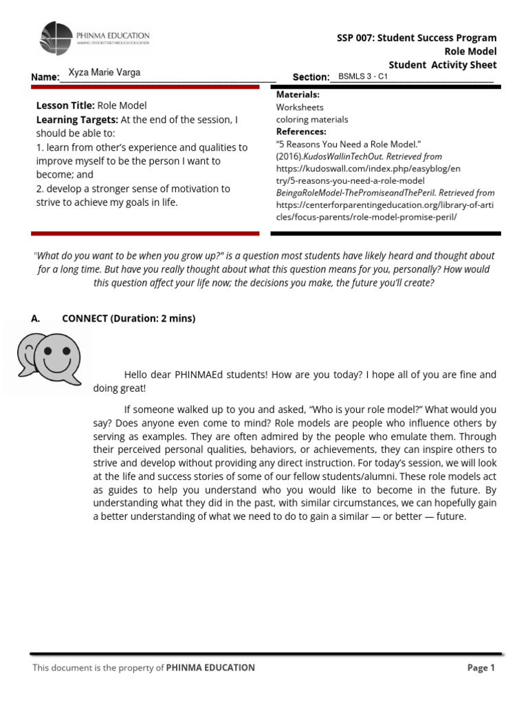 4) Ssp007 Role Model Sas Swu | PDF | Cognitive Science | Psychological ...