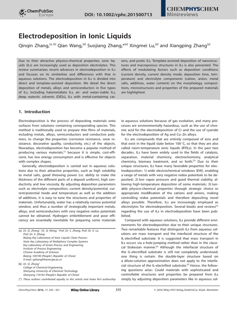 Electrodeposition in Ionic Liquids | PDF