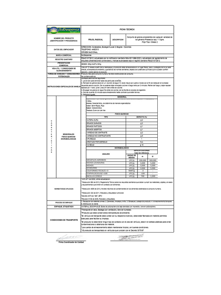 FT Frijol Radical Rs | PDF | Comida y bebida