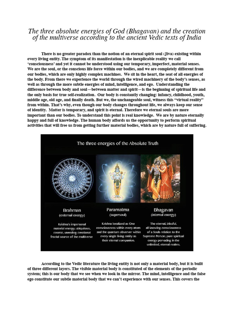 Three Absolute Features of God and The Vedic Multiverse | PDF