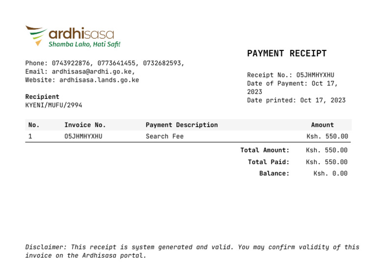 Payment Receipt: Recipient | PDF