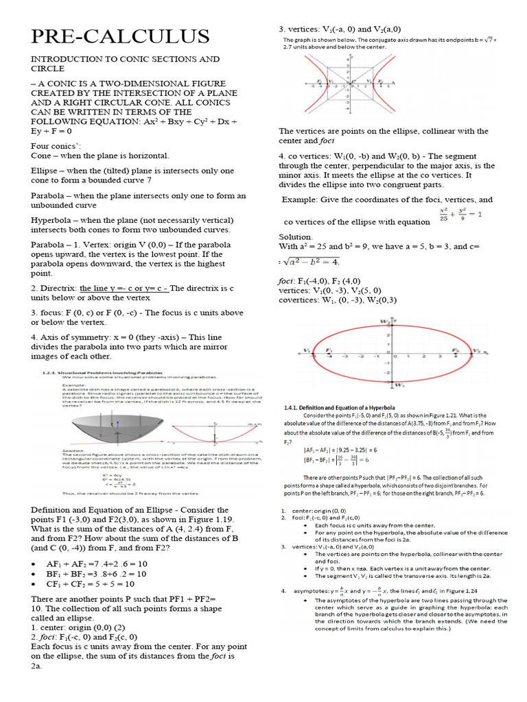 Precal | PDF | Ellipse | Elementary Geometry