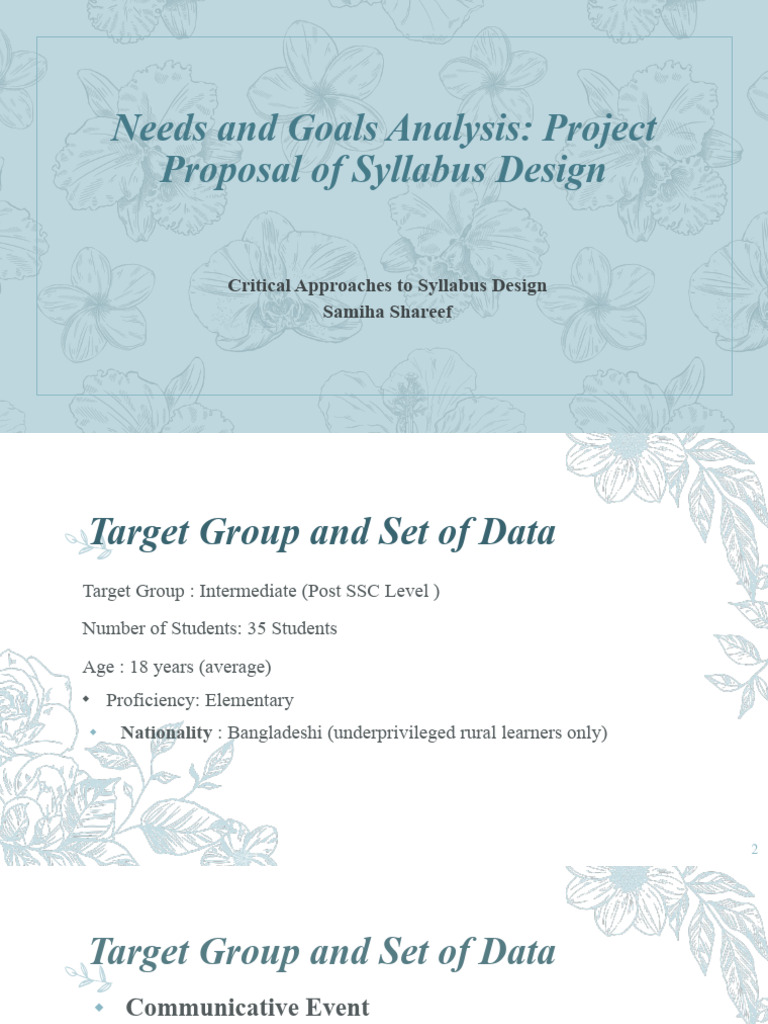Needs and Goals Analysis: Project Proposal of Syllabus Design | PDF