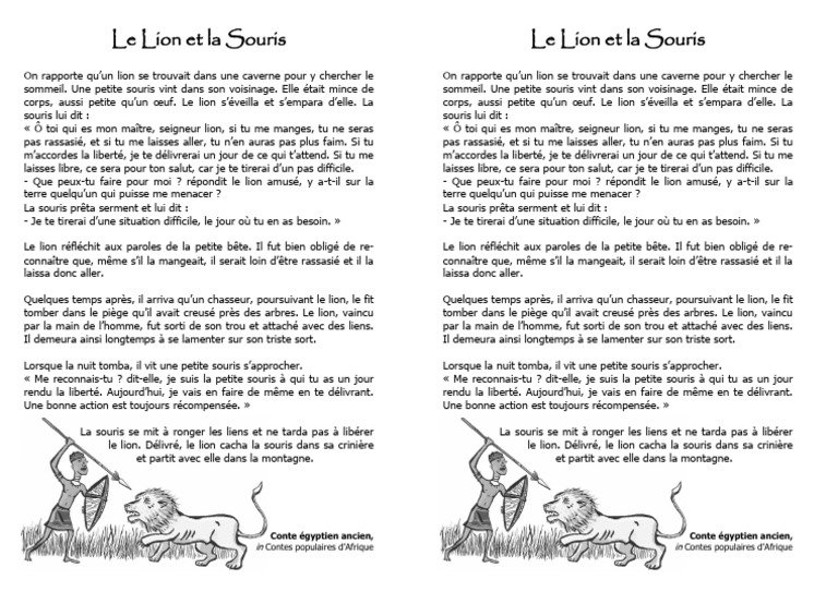 Le Lion et la Souris : Fable Éducative | PDF