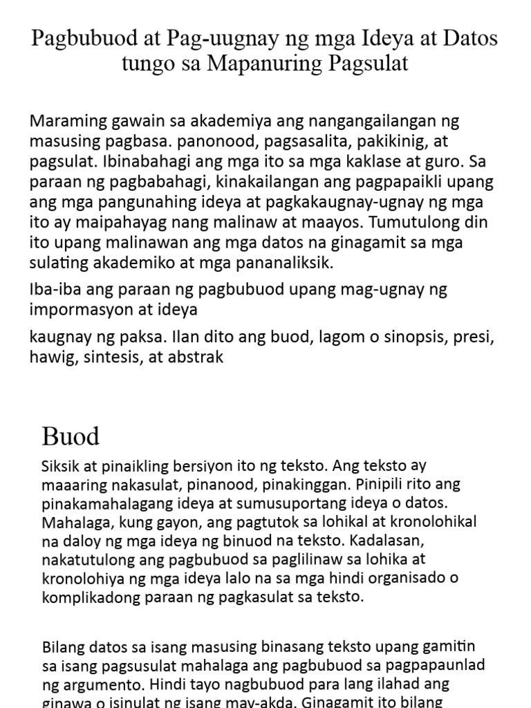 Pagbubuod at Pa-WPS Office | PDF