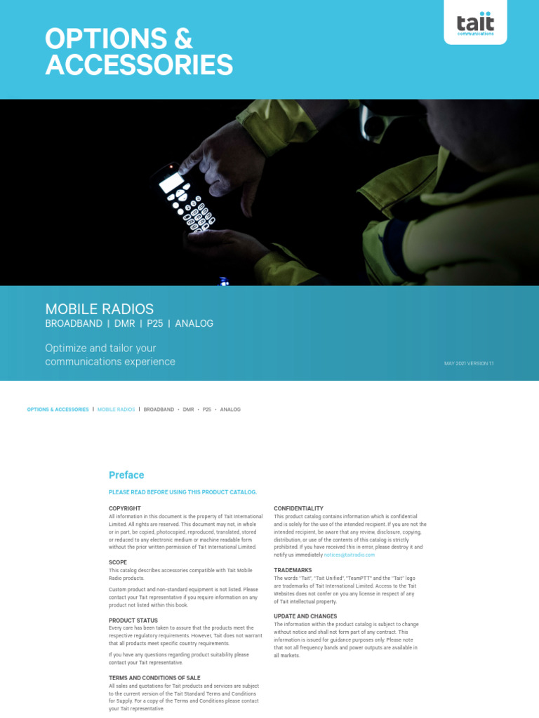 Tait Mobile Radio Accessories Catalog | PDF | Technology & Engineering