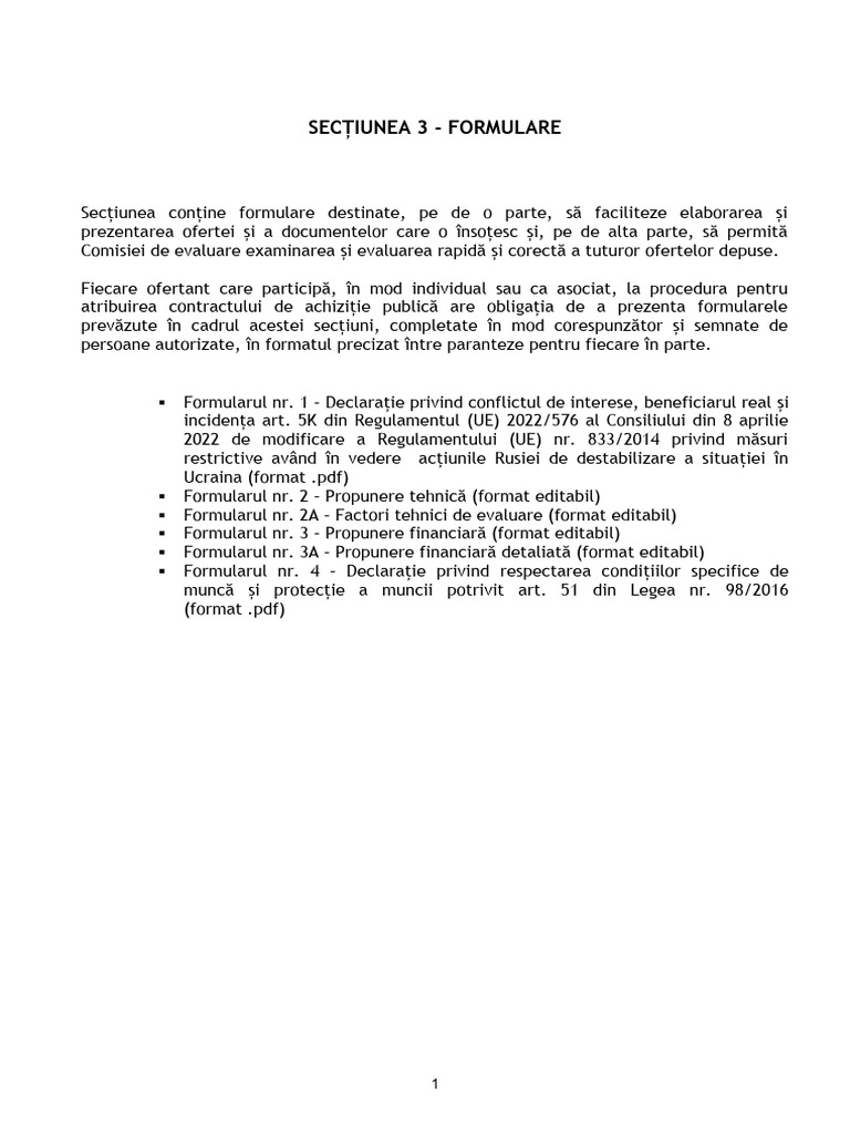 Formulare Achizitii Publice | PDF