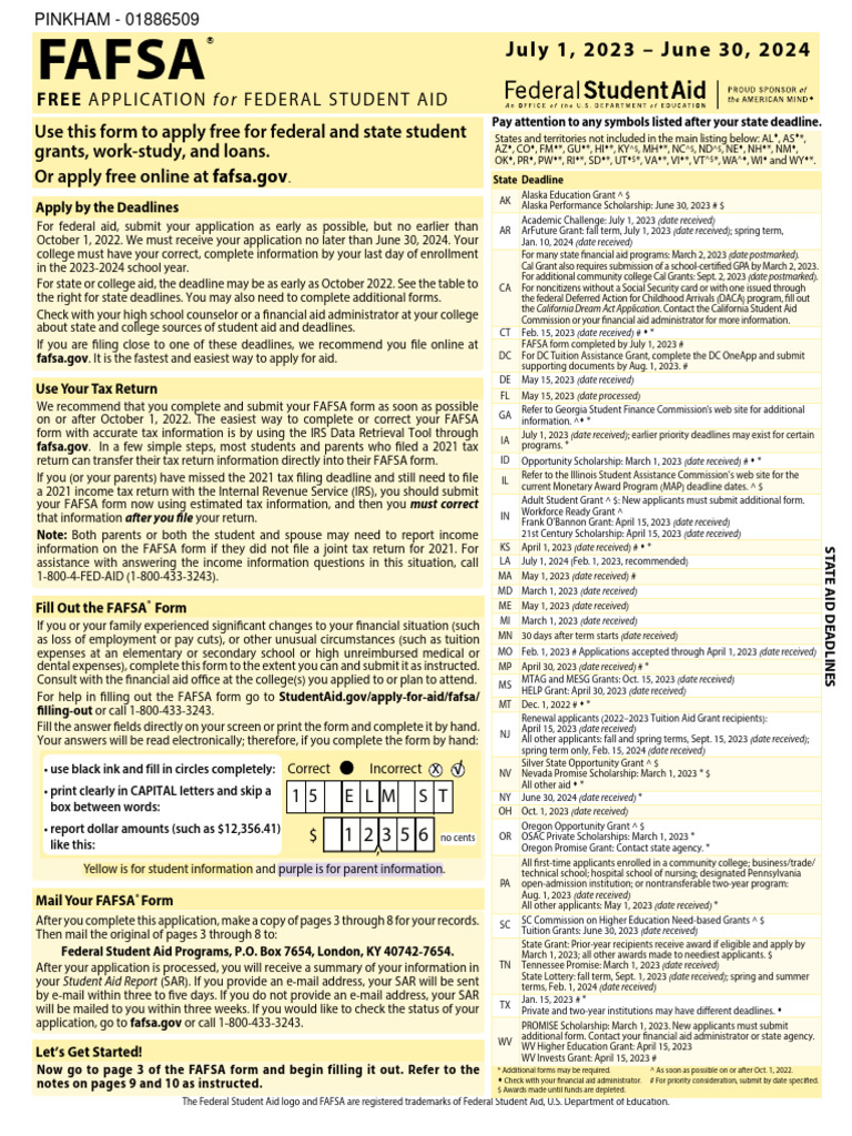 2023 24 Fafsa | PDF