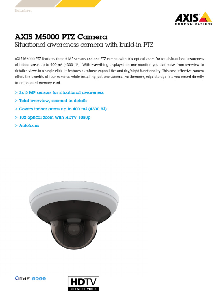 Datasheet Axis m5000 PTZ Camera en US 405298 | PDF