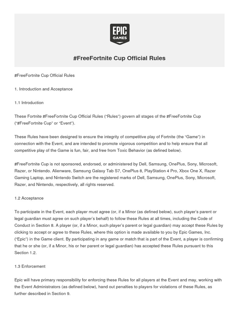 #FreeFortnite Cup Official Rules | PDF