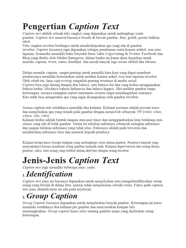 3.3. Materi Caption | PDF | Karier & Perkembangan