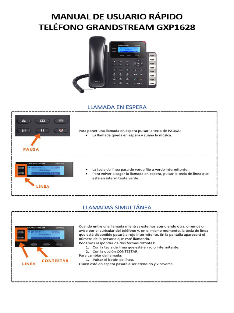 Operación Sobre Teléfonos Grandstream GXP1628 | PDF