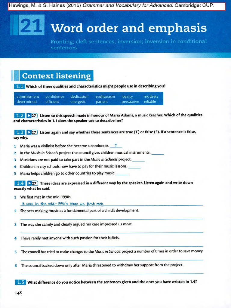 Word Order and Emphasis-2 | PDF | Verb | Adverb