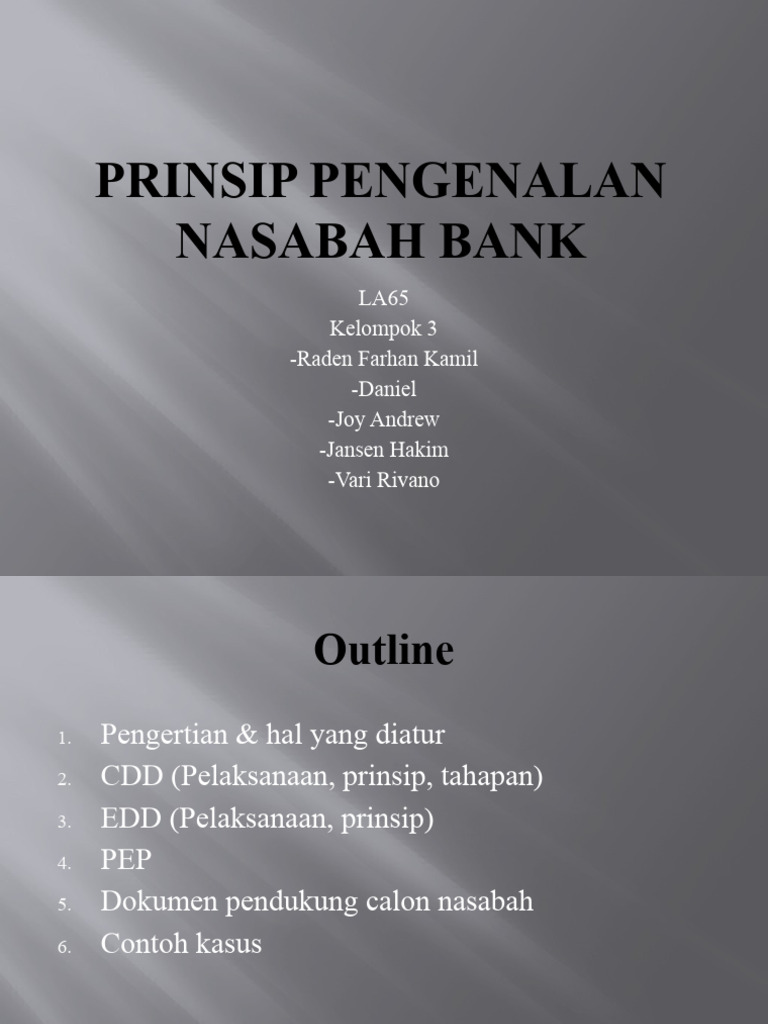 Prinsip Pengenalan Nasabah Bank | PDF | Pengelolaan Keuangan & Uang | Hukum