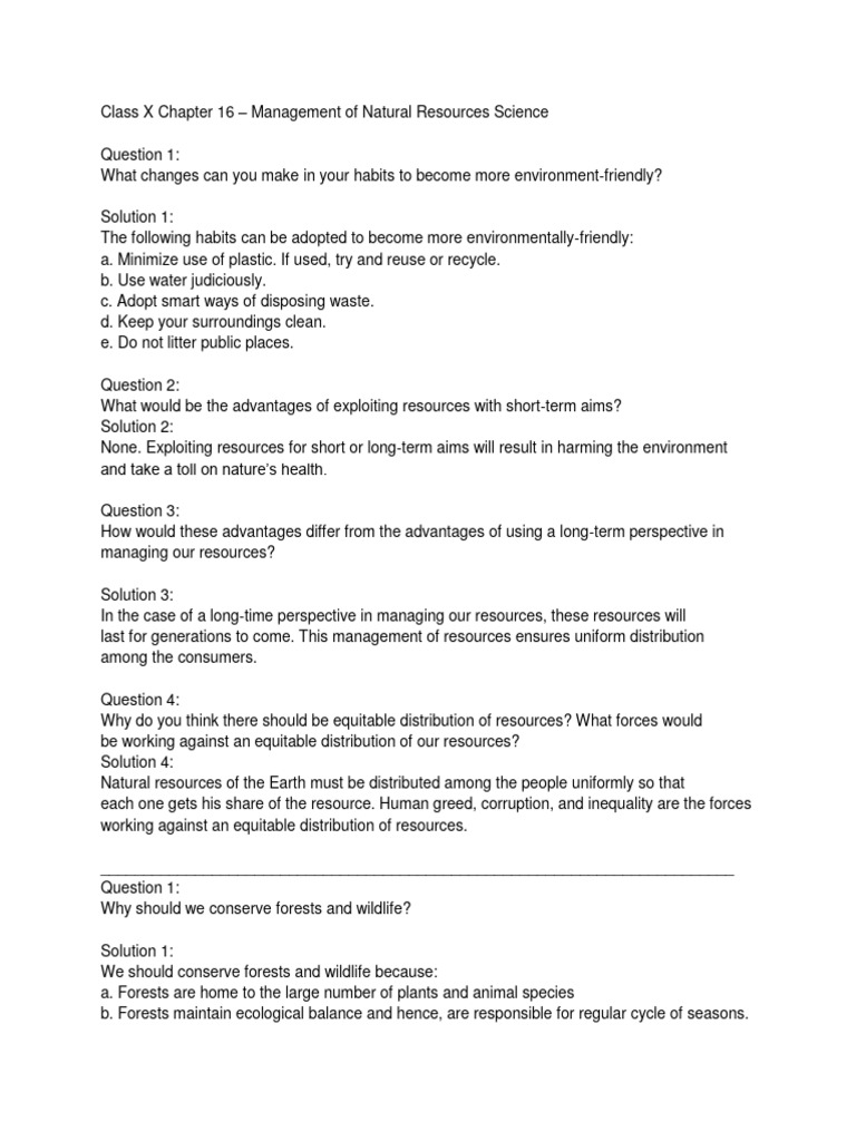 NCERT Solutions For Class 10 Science Chapter 16 Management of Natural ...