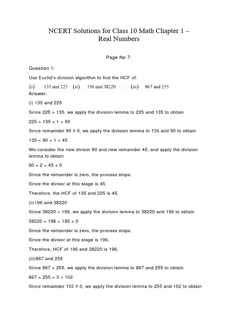 NCERT Solutions For Class 10 Math Chapter 1 | PDF | Applied Mathematics ... NCERT Solutions For Class 10 Math Chapter 1 | PDF | Applied Mathematics ...