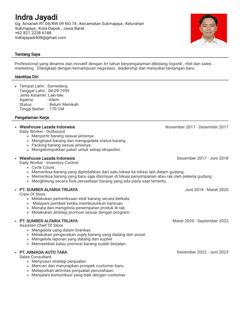 CV Indra Jayadi | PDF