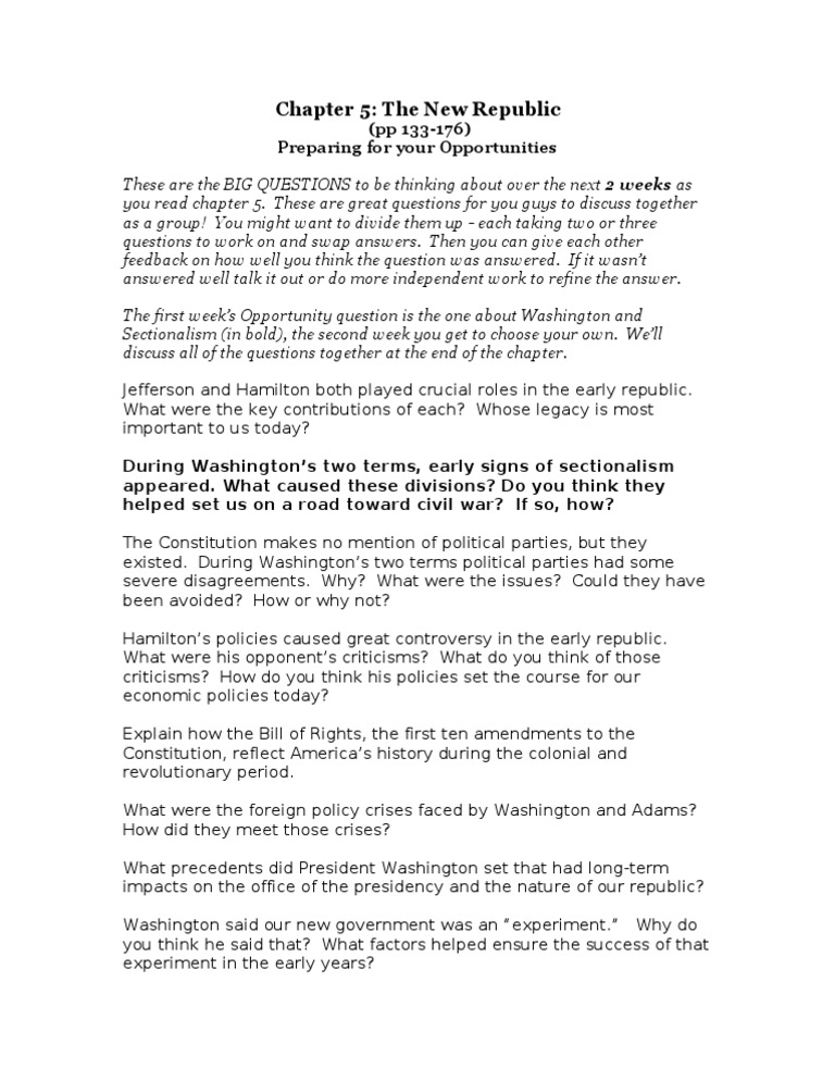 Chapter 5 The New Republic | PDF | Republic | Alexander Hamilton