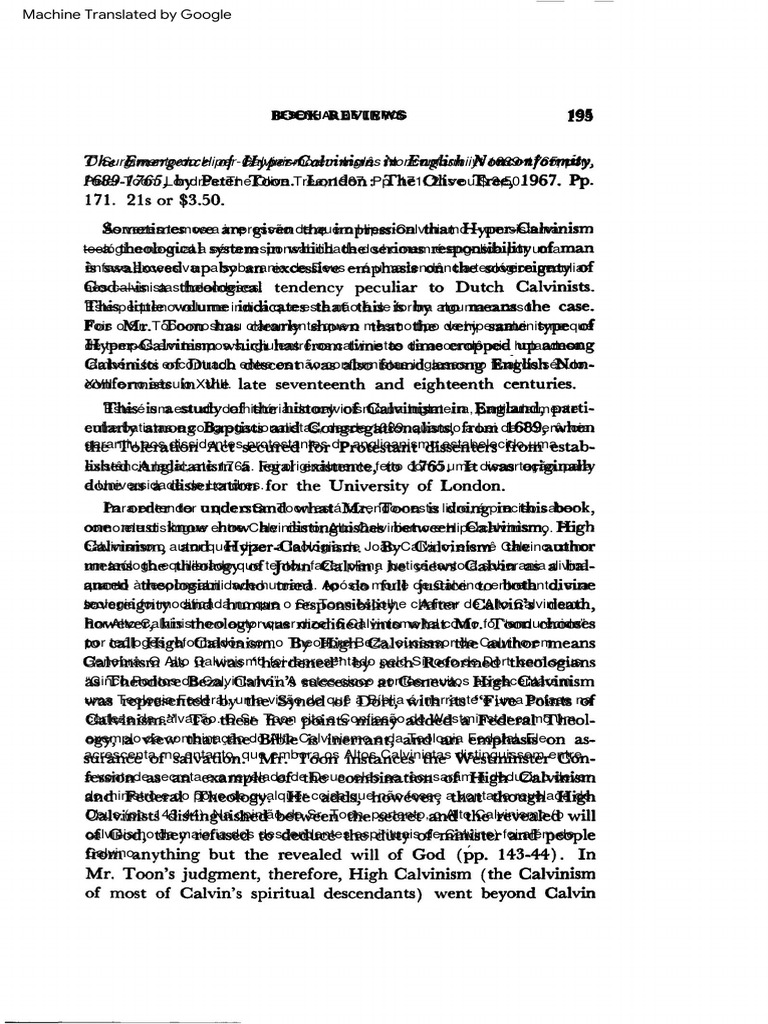 Emergence of Hyper-Calvinism | PDF | Calvinismo | Teologia