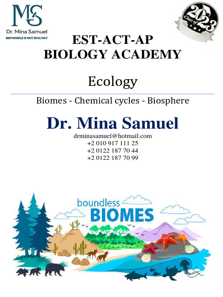DrMinaSamuel BioEST ACT AP Notes 23 Ecology (II) 2023 | PDF