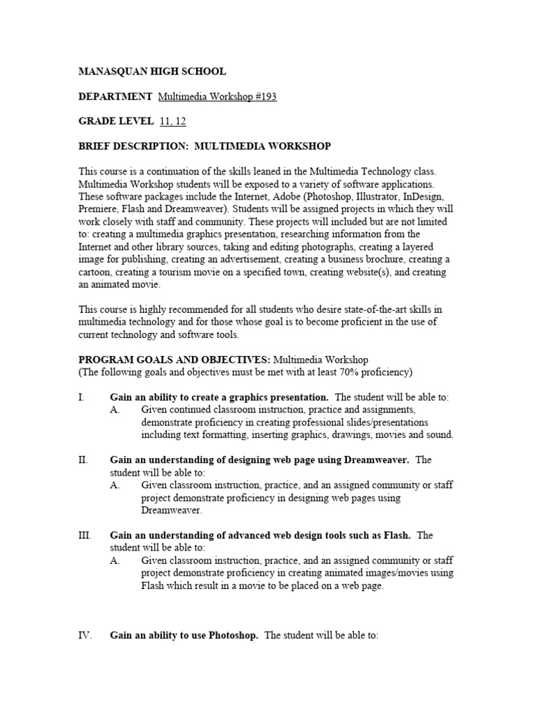 Multimedia Workshop Proficiency | PDF | Graphics | Multimedia