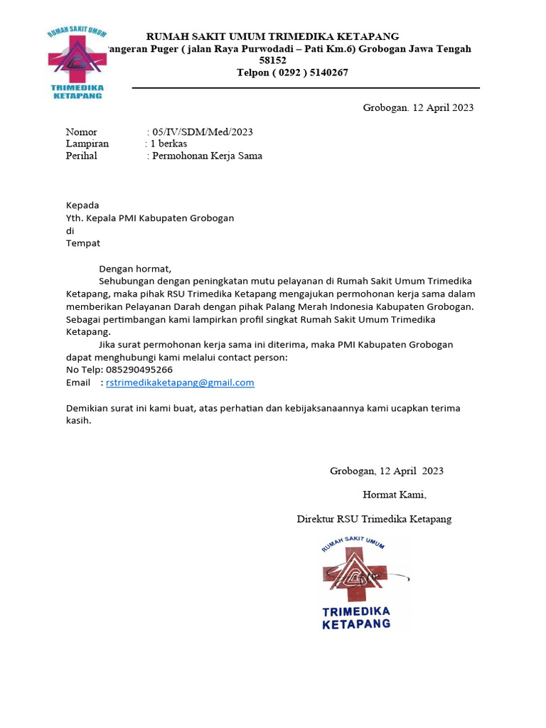 Permohonan Kerja Sama PMI | PDF