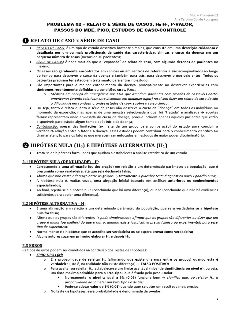 Mbe - Prob.02 | PDF | P-valor | Significado estatístico