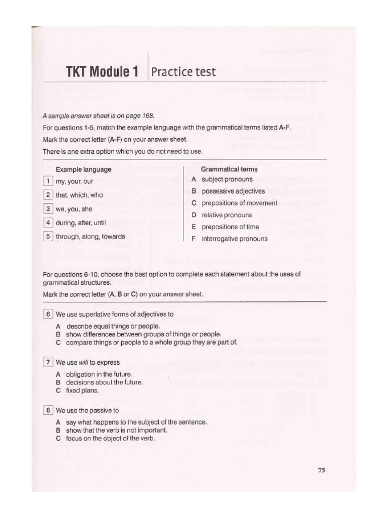 TKT Old Version Practice Test | PDF