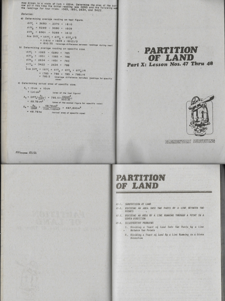 ELEMENTARY SURVEYING 8 Partition of Land | PDF
