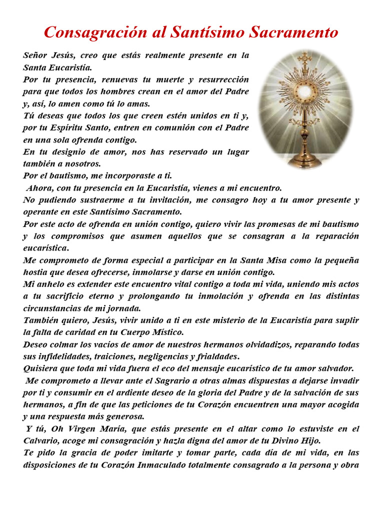 Consagración al Santísimo Sacramento | PDF