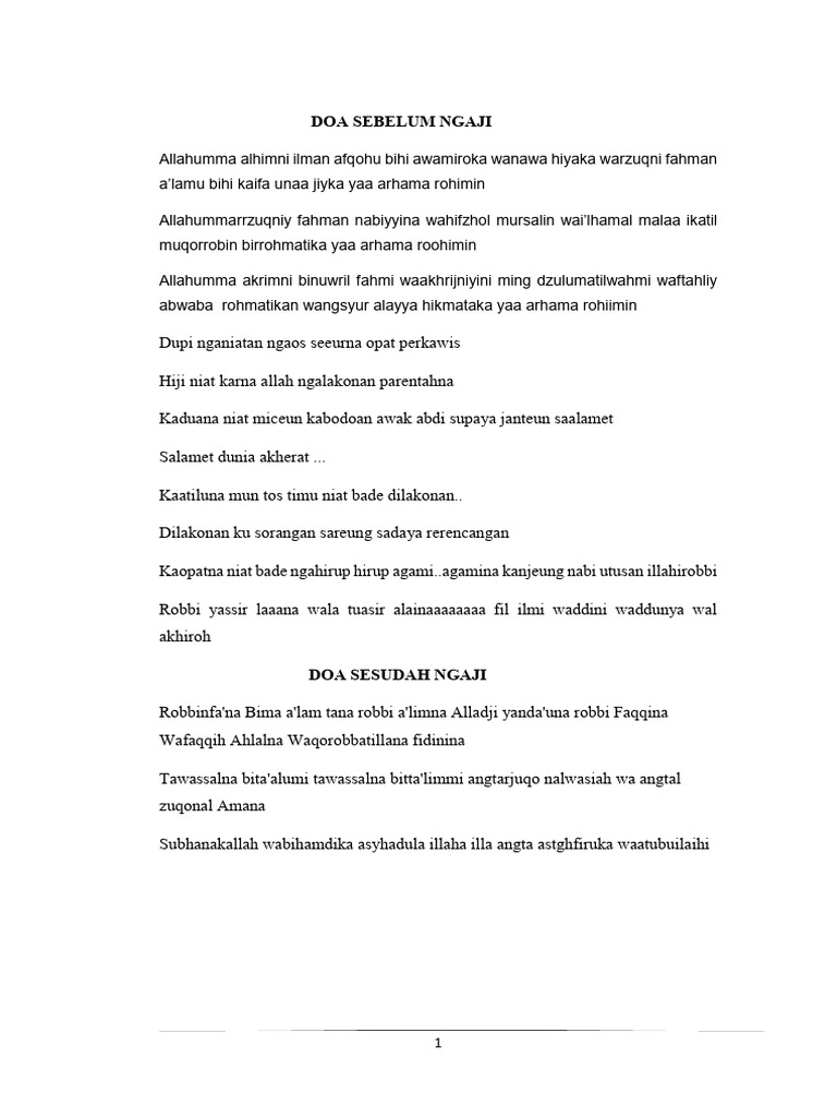 Doa Ngaji | PDF