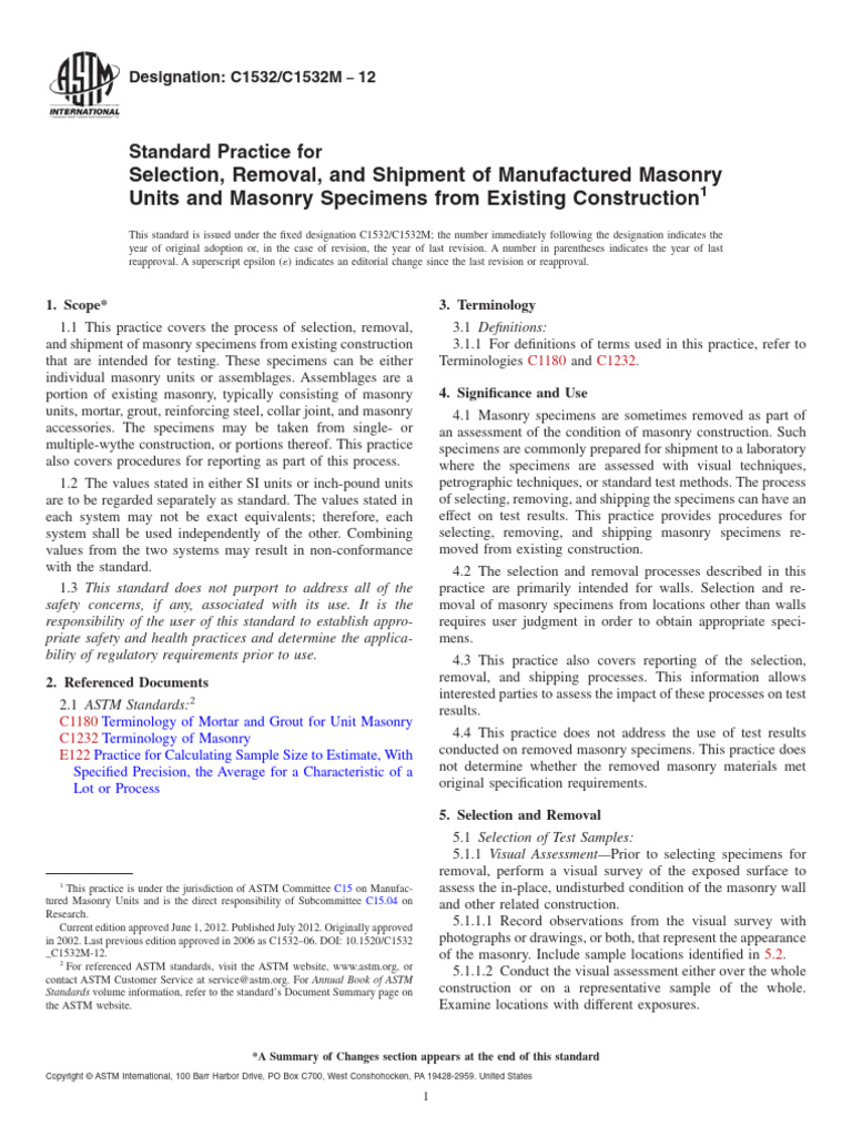 Astm C1532 C1532M-12 | PDF