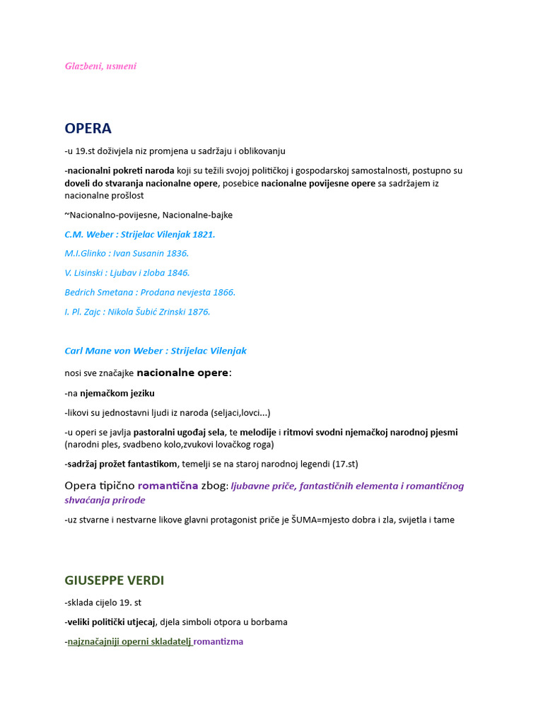 Usmeni Za Glazbeni 2 | PDF