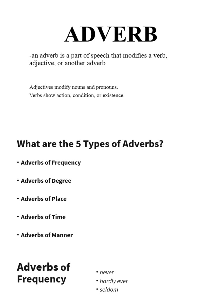 ADVERB | PDF | Adverb | Language Families ADVERB | PDF | Adverb | Language Families