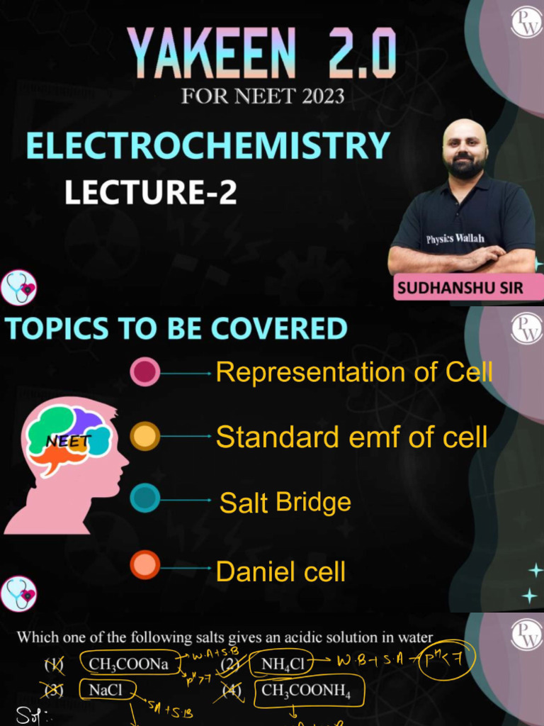 Electrochemistry 02 - Classnotes - Yakeen 2.0 2023 VP Stars | PDF