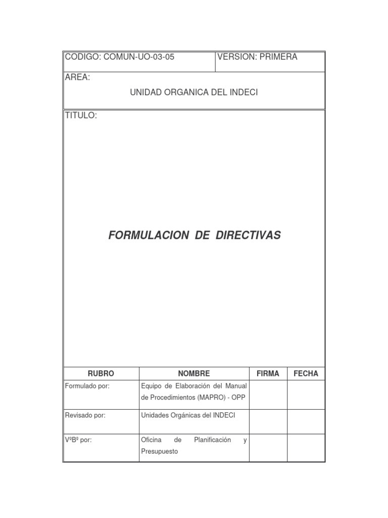 Directivas INDECI: Procedimiento y Aprobación | PDF | Regulación | Gobierno